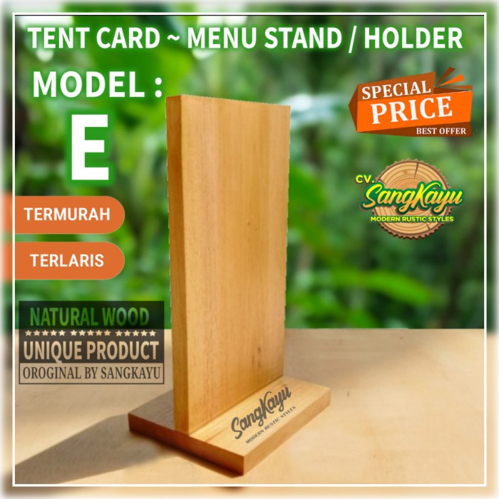 Jual Tempat brosur tent card tent card kayu tent holder display menu ...