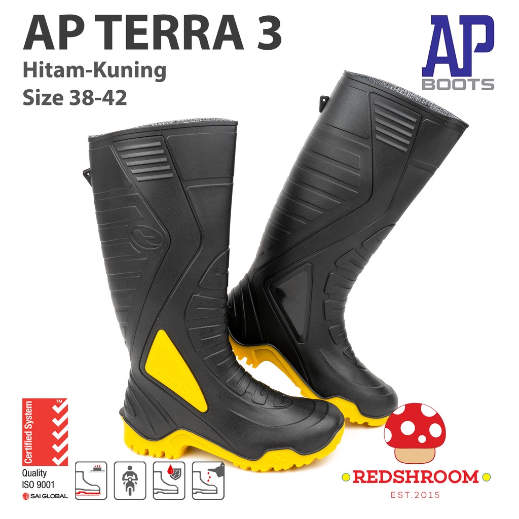 Jual Sepatu Boot Tinggi AP TERRA 3 Hitam Kuning AP Boots Karet Lokal ...