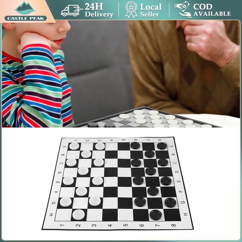 Jual Large Size Plastic Checkers Draughts Folding Chessboard ...
