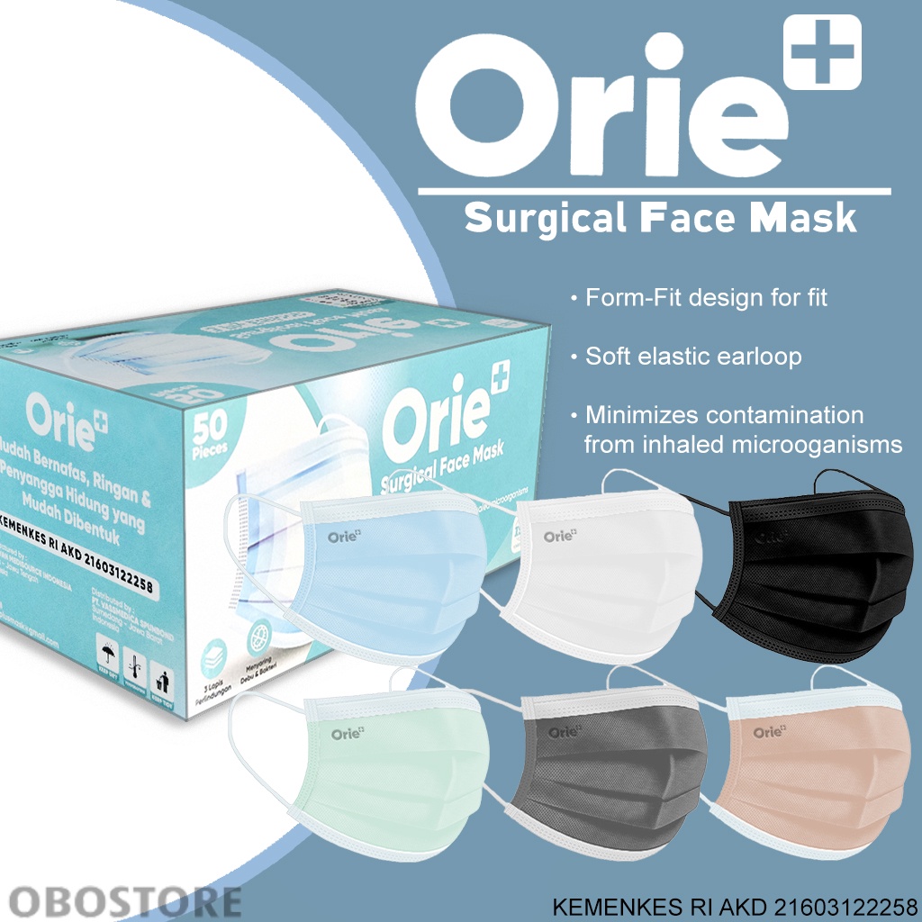 Jual Masker Medis Orie+ Earloop 3 ply 50 pcs | Shopee Indonesia