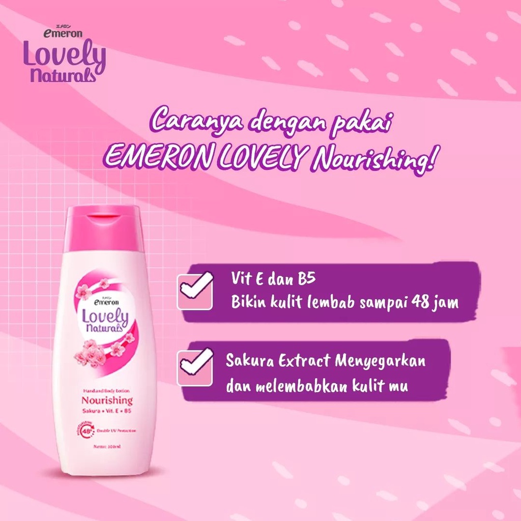 Jual Emeron Lovely Naturals Hand & Body Lotion Nourishing Sakura 400 ml x2 | Shopee Indonesia