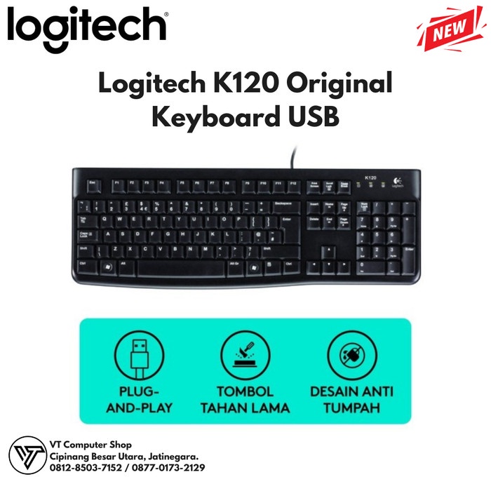 Jual Logitech K120 Keyboard USB 100 - NEW | Shopee Indonesia