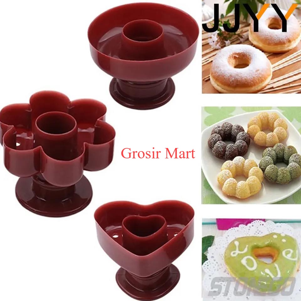 Jual Cetakan Donat Bulat Hati Bunga Bahan Plastik Tebal Anti Lengket ...