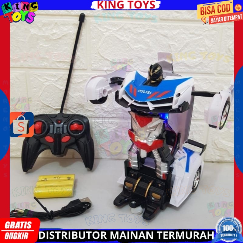 Jual RC mobil polisi jadi robot remote control 2 IN 1 Baterai Cas ...