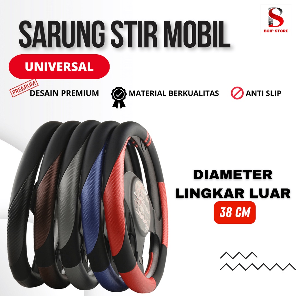 Jual Sarung Setir Cover Stir Mobil Kulit Premium Motif Carbon Anti Slip ...