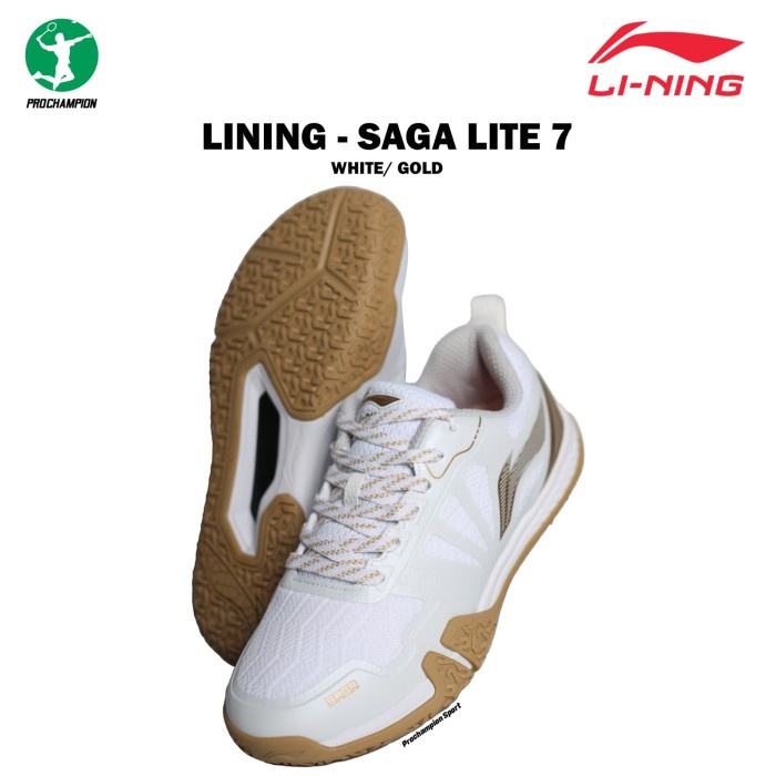 Jual Sepatu Badminton Lining Saga Lite 7 Original White Gold | Shopee ...