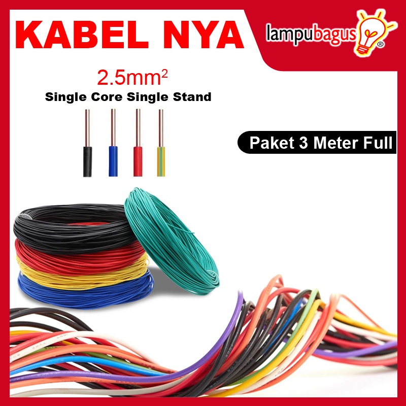 Jual Kabel Listrik NYA 2.5mm / Kabel Engkel Tembaga Asli 3 Meter SNI ...