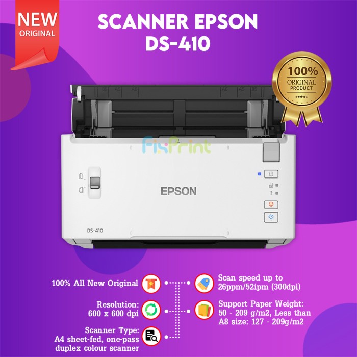 Jual Scanner EPSON DS-410 A4 Duplex Sheet-fed Document 300DPI - EPSON ...