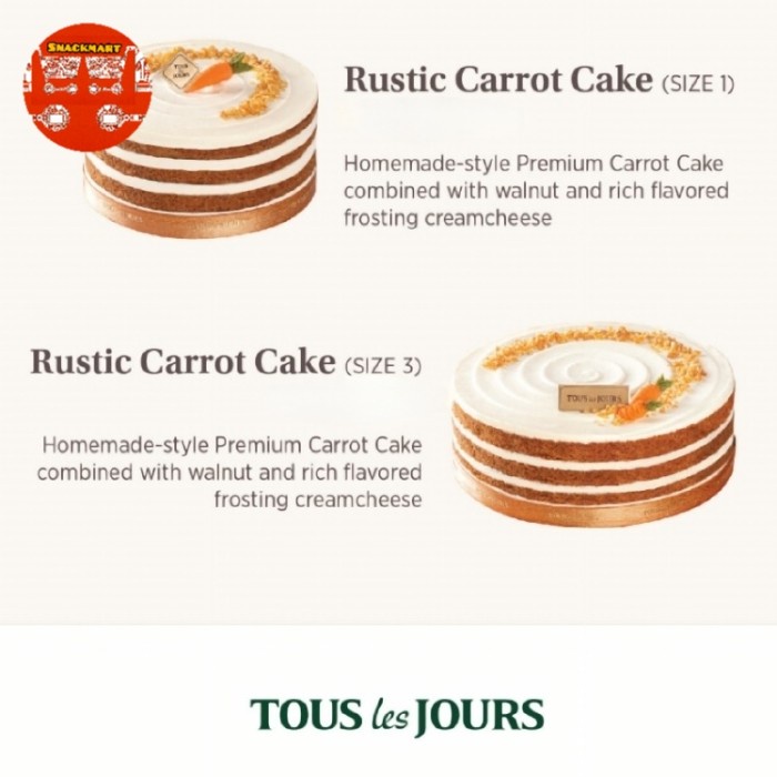 Jual Tous les jours Rustic Carrot Cake Medan size 3 / Birthday Cake ...