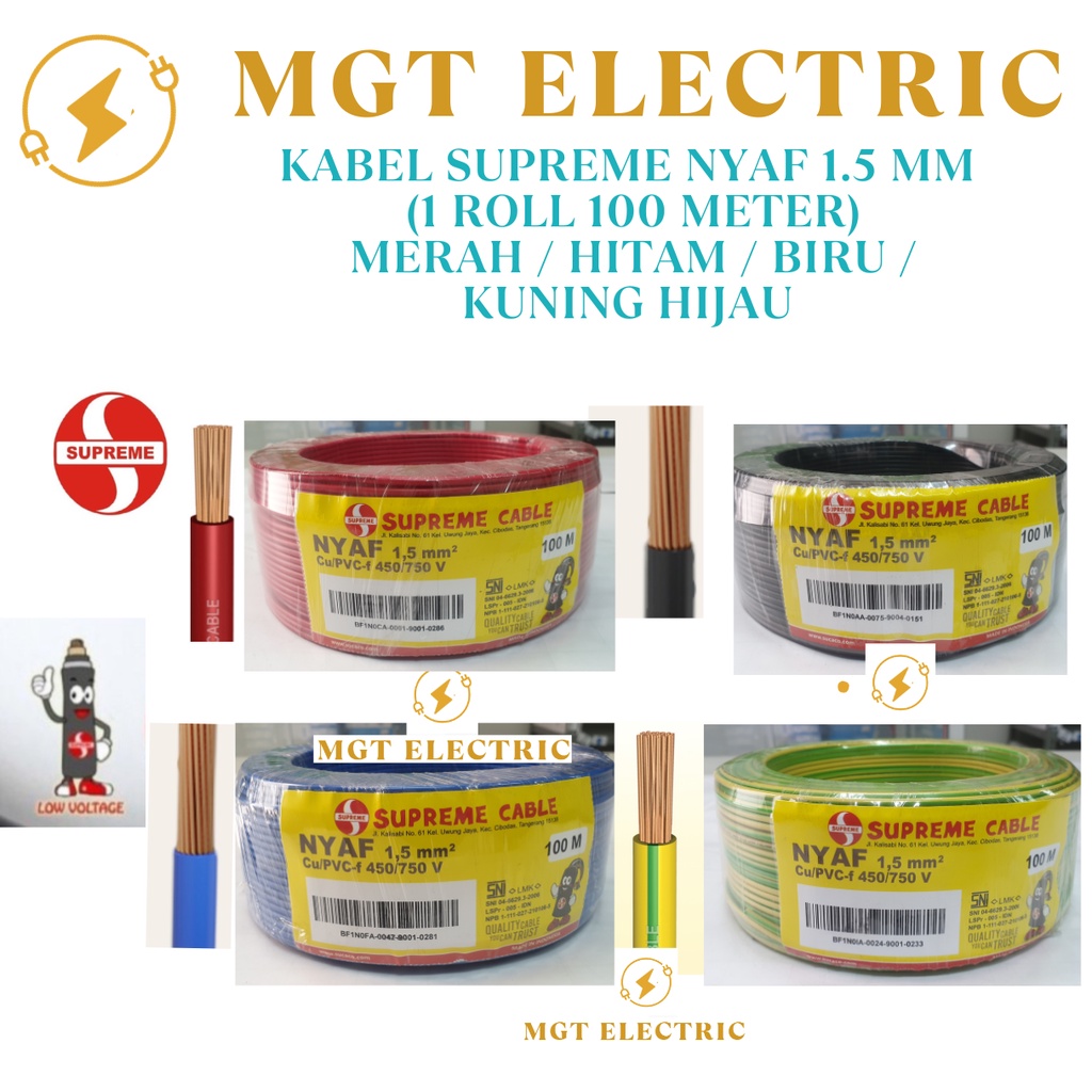 Jual KABEL SUPREME NYAF 1.5 MM (1 ROLL 100 METER) | Shopee Indonesia