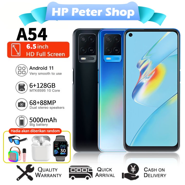 Jual HP A54 RAM 6/128G ARANSI TOKO 1 TAHUN [5000mAh,Android 10, ColorOS 7.2 , HD+ Eye-care ...
