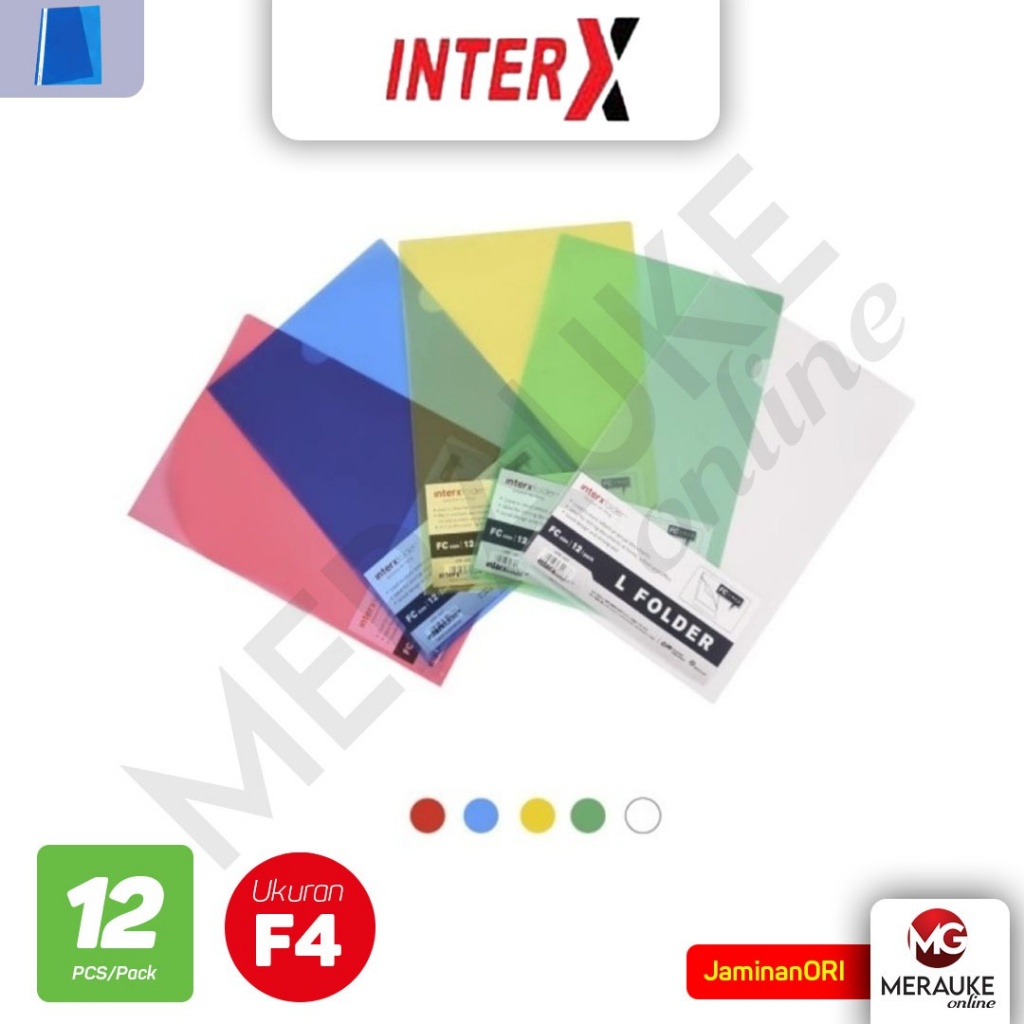 Jual InterX / Folder One Map L Plastik Warna F4 (1 Pak isi 12 Lembar ...