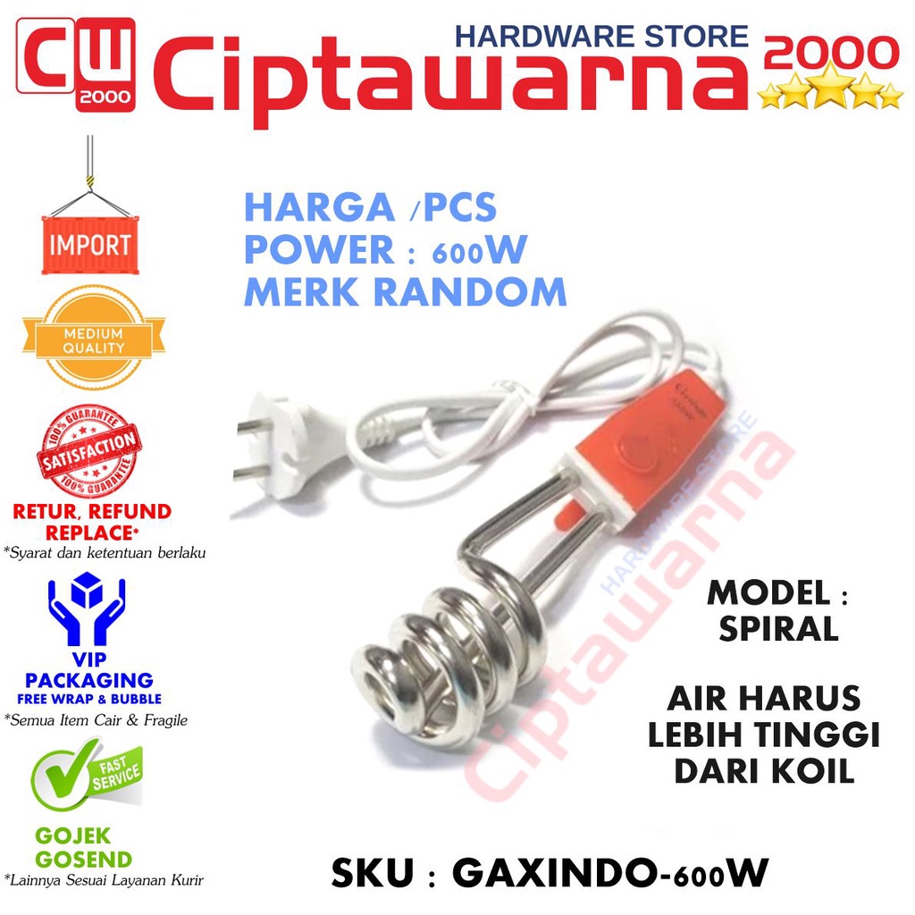 Jual Tongkat alat Pemanas Air 600 watt Elektrik Mode spiral Water ...