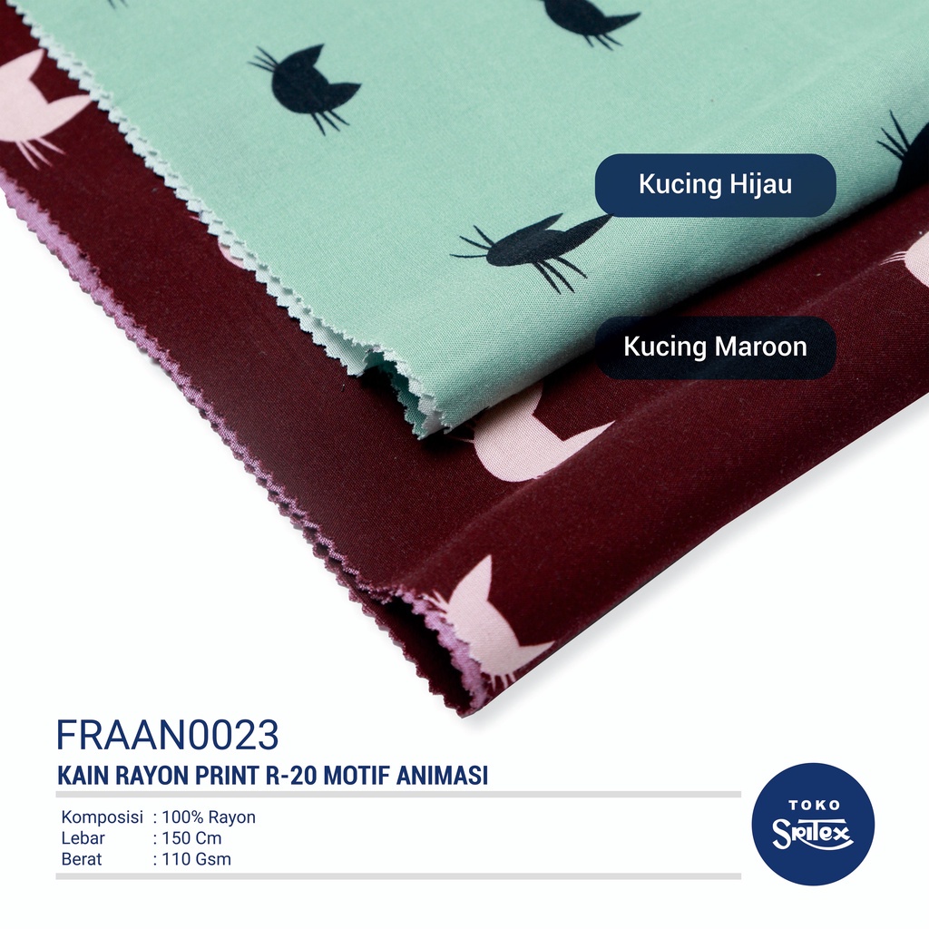 Jual Toko Sritex Kain Rayon Print Animasi Kucing Premium Ekspor R 20 ...