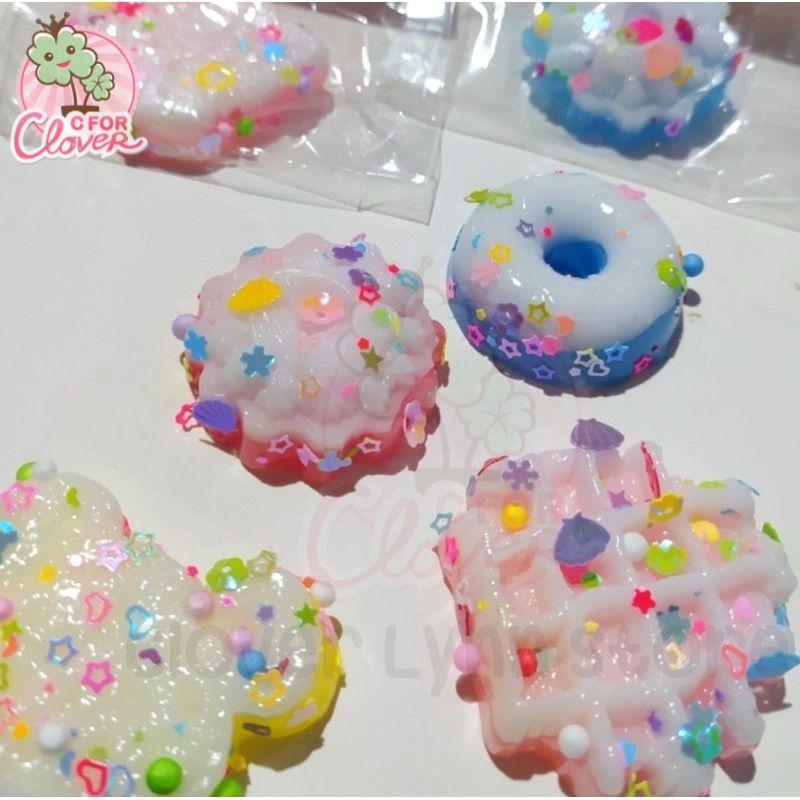 Jual MINI DESSERT TABA SQUISHY cake waffle donat donut glitter beads foam tanpa bulu kecil imut ...