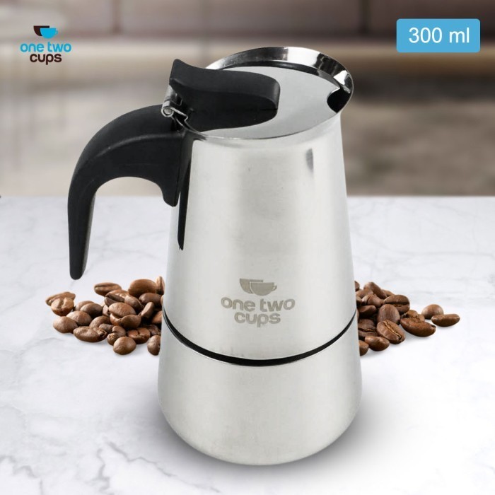 Jual One Two Cups Moka Pot Espresso Coffee Maker Stovetop 6 Cup 300ml - Z21 - Silver | Shopee ...
