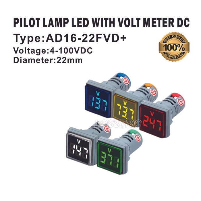 Jual Pilot Lamp LED with VOLT METER DC 22mm KOTAK - Merah | Shopee ...