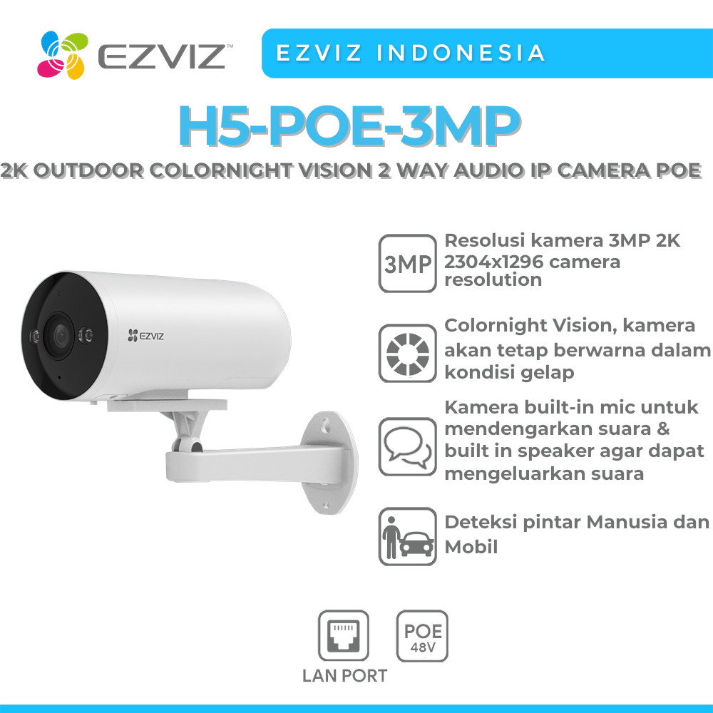 Jual EZVIZ H5-POE-3MP 2K OUTDOOR COLORNIGHT VISION 2 WAY AUDIO IP CAMERA POE | Shopee Indonesia