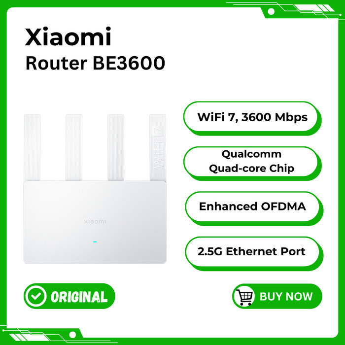 Jual Mi Router BE3600 Gigabit 2.5G WiFi 7 Mesh System 3600 Mbps Quadcore Qualcomm 4K QAM MLO ...