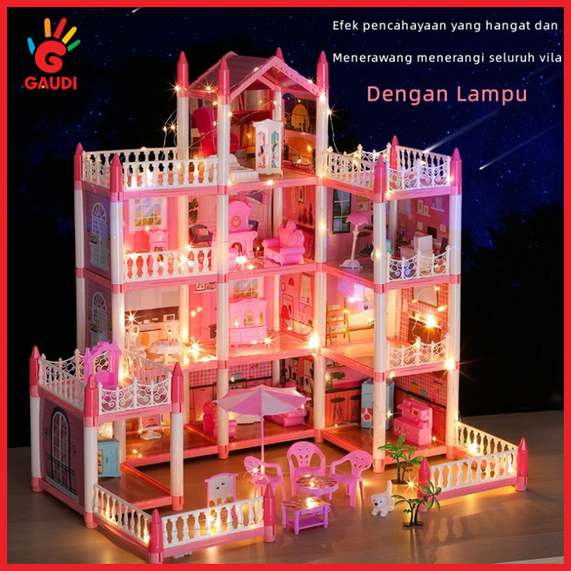 Jual AF54WI 【Gaudi】Mainan Anak Perempuan Rumah Boneka Besar 3D Princess ...
