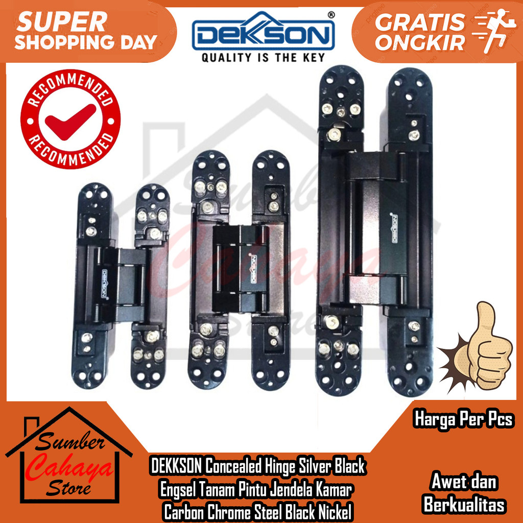 Jual DEKKSON Concealed Hinge Suitable Es Conc D40 D80 D120 Silver Black ...
