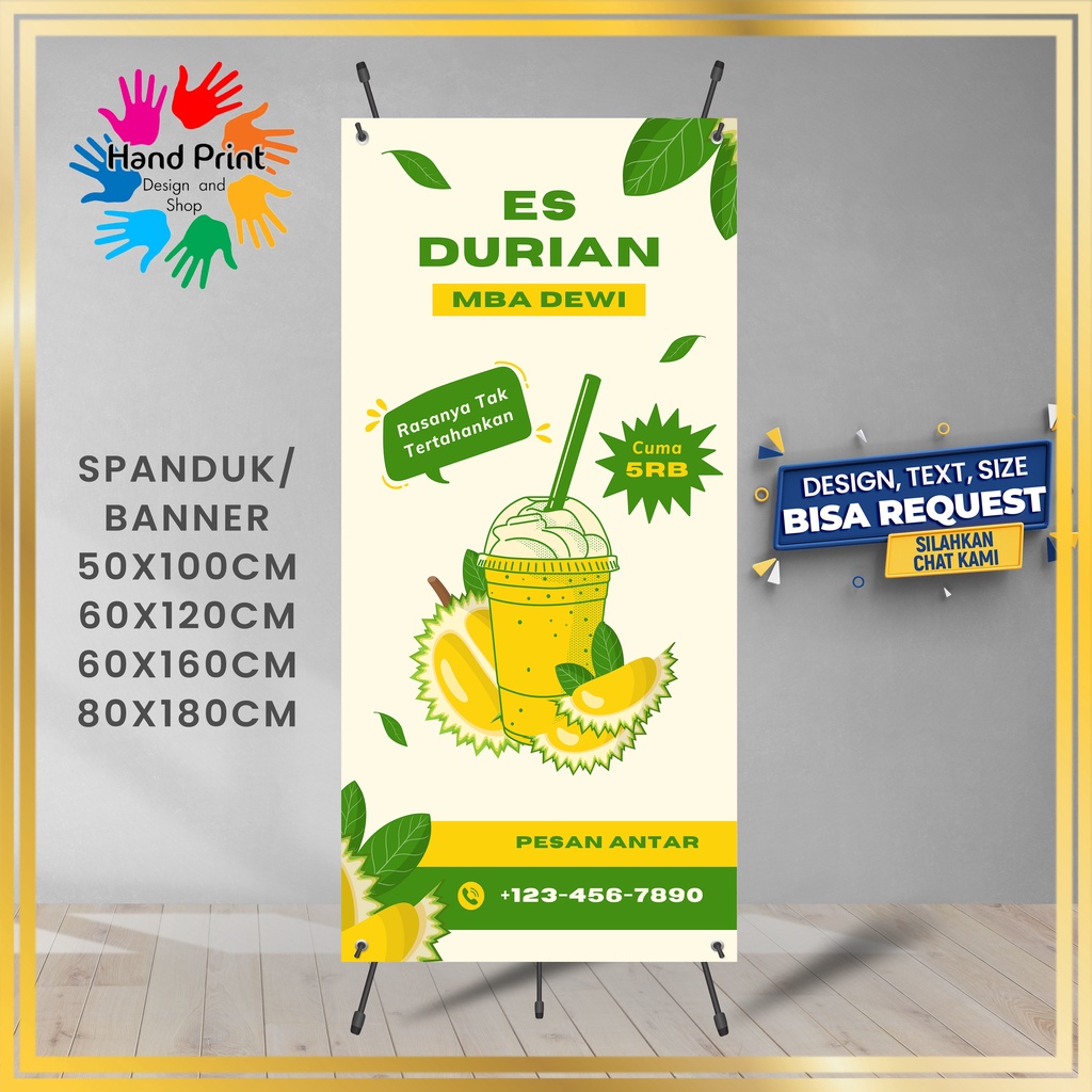 Jual SPANDUK / BANNER Es Durian Kocok Kuning Hijau Custom Gratis ...