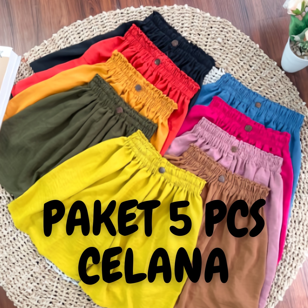 Jual Paket 5 Pcs Hotpants Chacha Celana Pendek Santai Bahan Crincle Airflow Celana Pendek