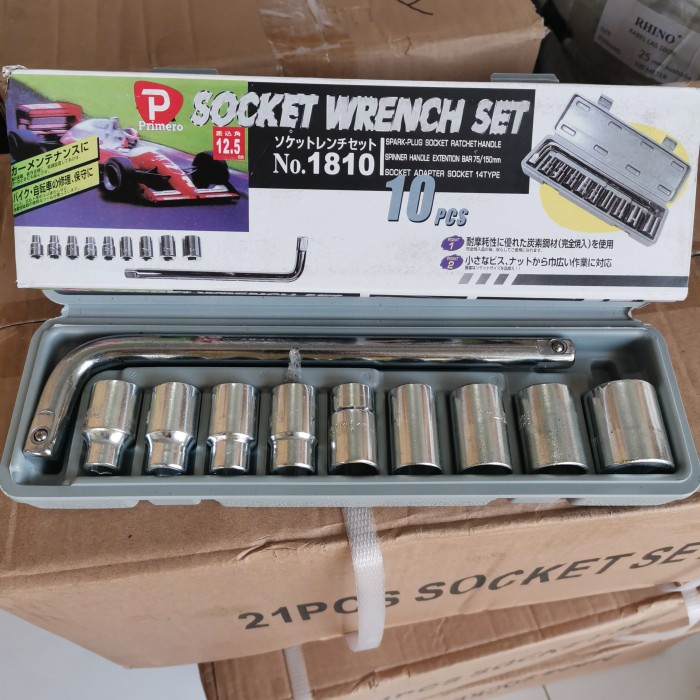 Jual PRIMERO Kunci sok set 10 pcs 8 - 24 mm shock sock socket 1/2" | Shopee Indonesia