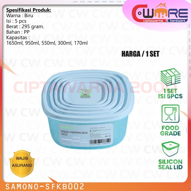 Jual Samono SFKB002 Food Container Kotak Makanan Anti Bakteri 5 susun ...