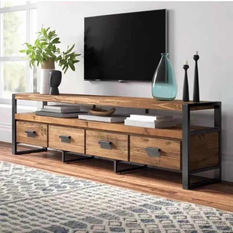 Jual BUFFET TV KAYU JATI ASLI SOLID GAYA INDUSTRIAL MODERN | BUFFET TV ...