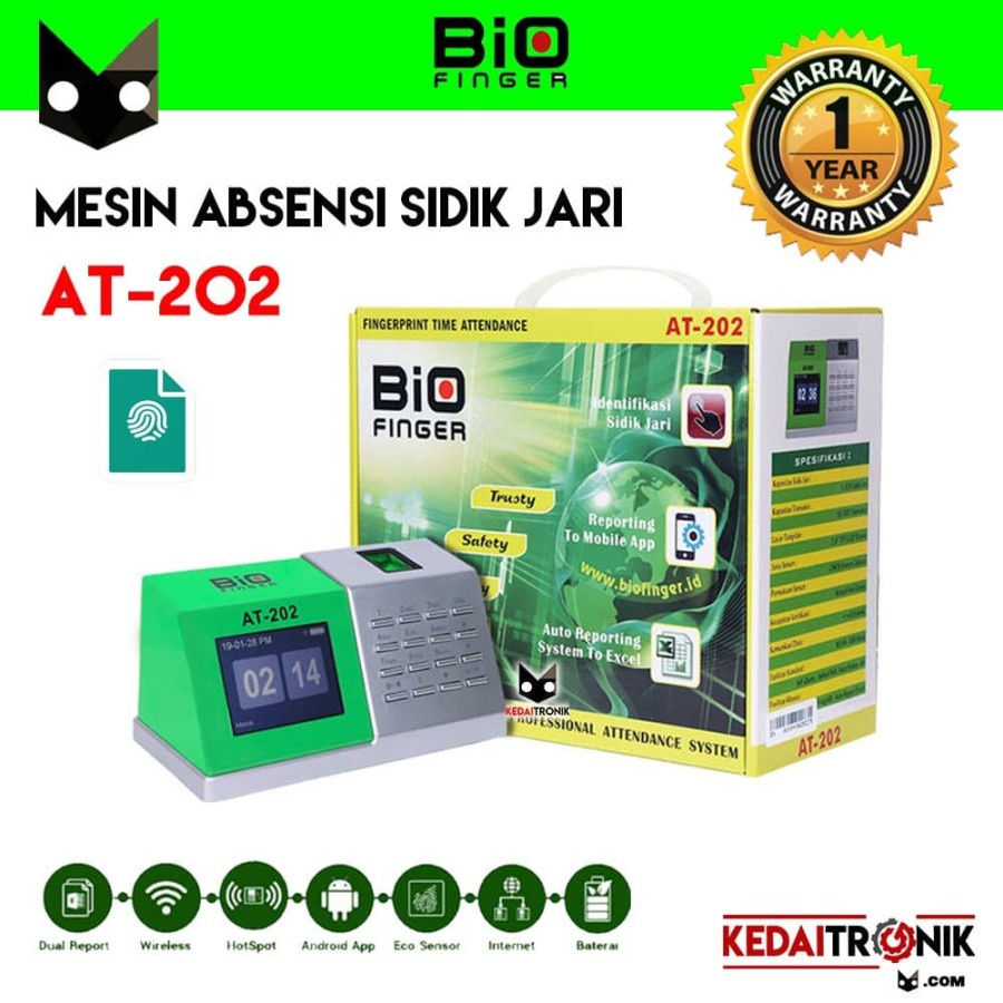 Jual Biofinger AT202 Mesin Absensi Sidik Jari Fingerprint Bio Finger AT ...