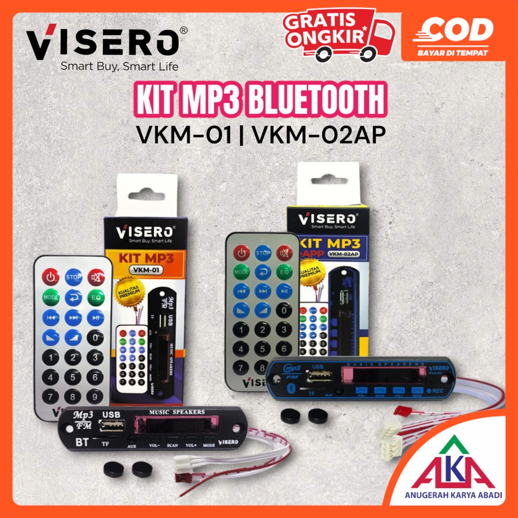 Jual VISERO VKM-01 / VKM-02AP Kit Modul MP3 Player App USB Bluetooth ...