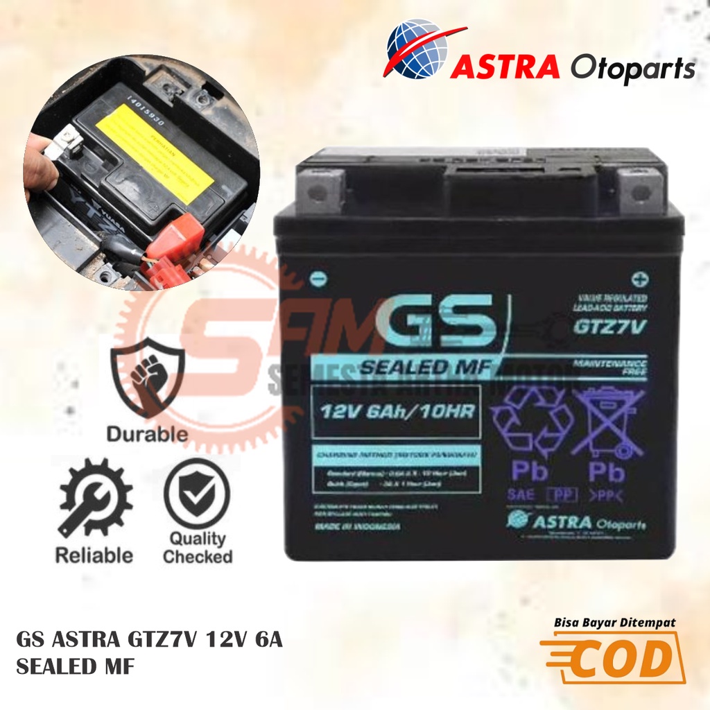 Jual Accu Kering GS Astra GTZ7V 12V 6Ah MF Aki Motor Aerox Lexi Nmax ...