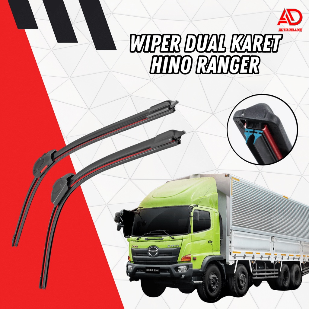 Jual Wiper Dual Karet Double Karet Hino Ranger Model Karet Ganda Dobel Karet Blade Frameless ...