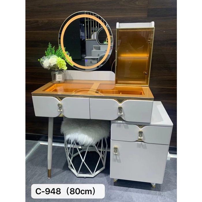 Jual Meja Rias LED Lampu Import MDF Dressing Table Table top Kaca ...