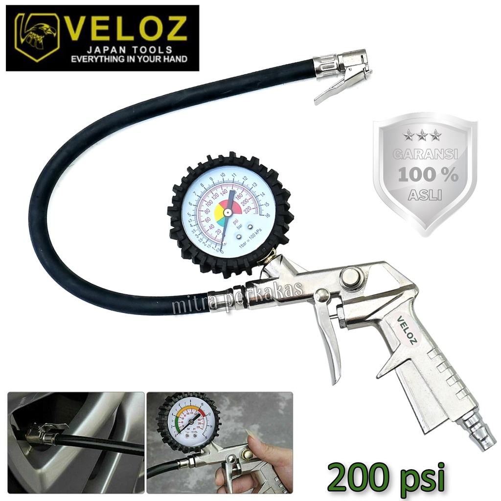 Jual Tire Pressure Gauge 3 In 1 200 PSI Isi Angin Ban Mobil Motor Veloz ...