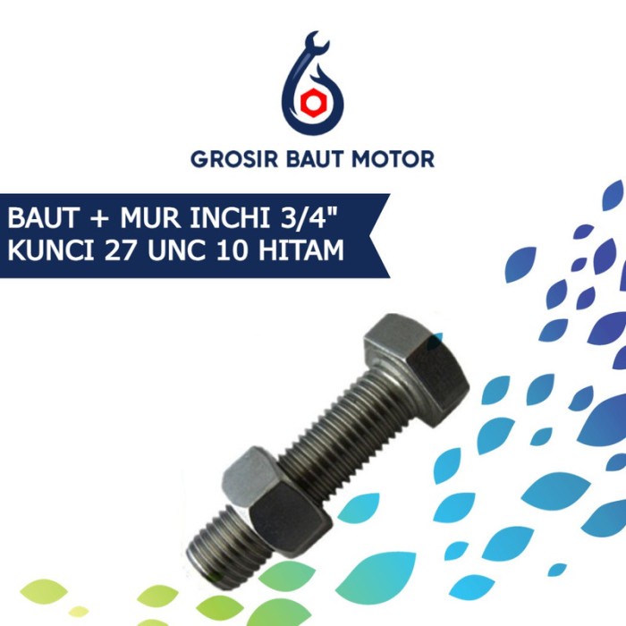 Jual Baut Mur HEX Inchi Hitam 3/4" X 4" (10 cm) Kunci 27 Kasar | Shopee ...