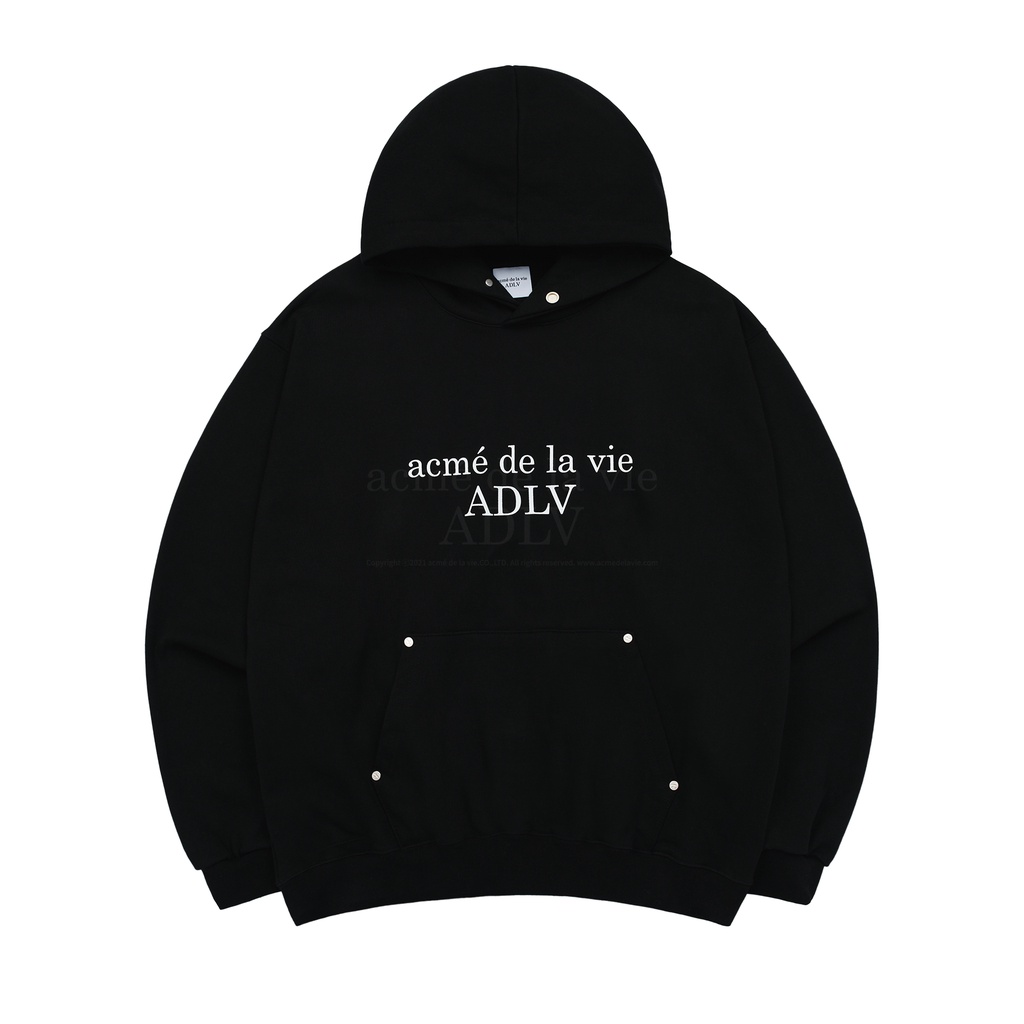 Jual [ADLV] Basic Logo Rivet Point Hoodie Black - Hoodie Oversized Fit ...