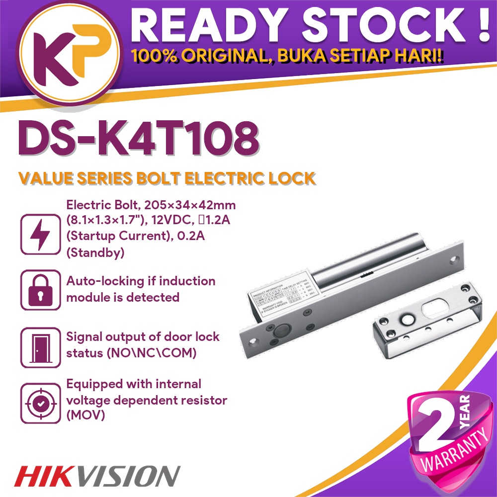 Jual HIKVISION DS-K4T108 VALUE SERIES BOLT ELECTRIC LOCK | Shopee Indonesia