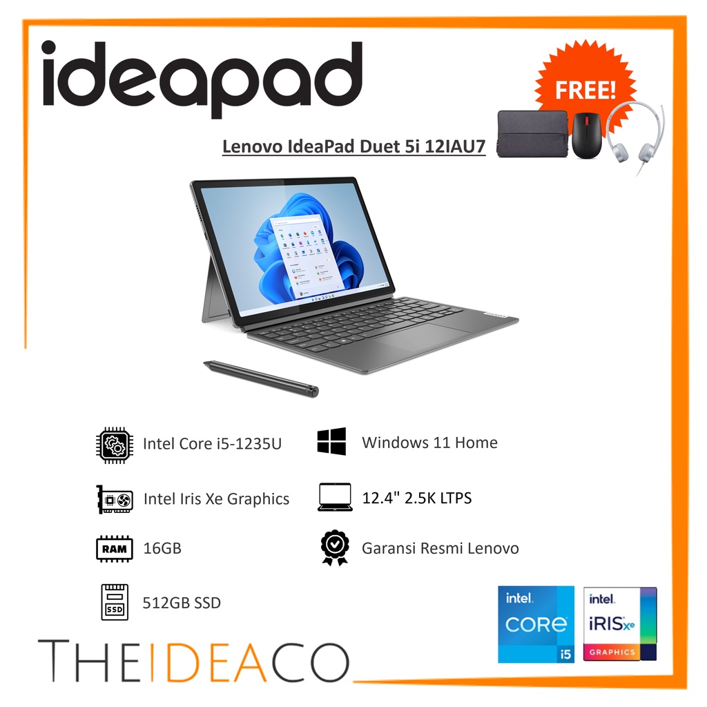 Jual Lenovo IdeaPad Duet 5i i5-1255U 16GB 512GB SSD Touch Win11+OHS 21 ...
