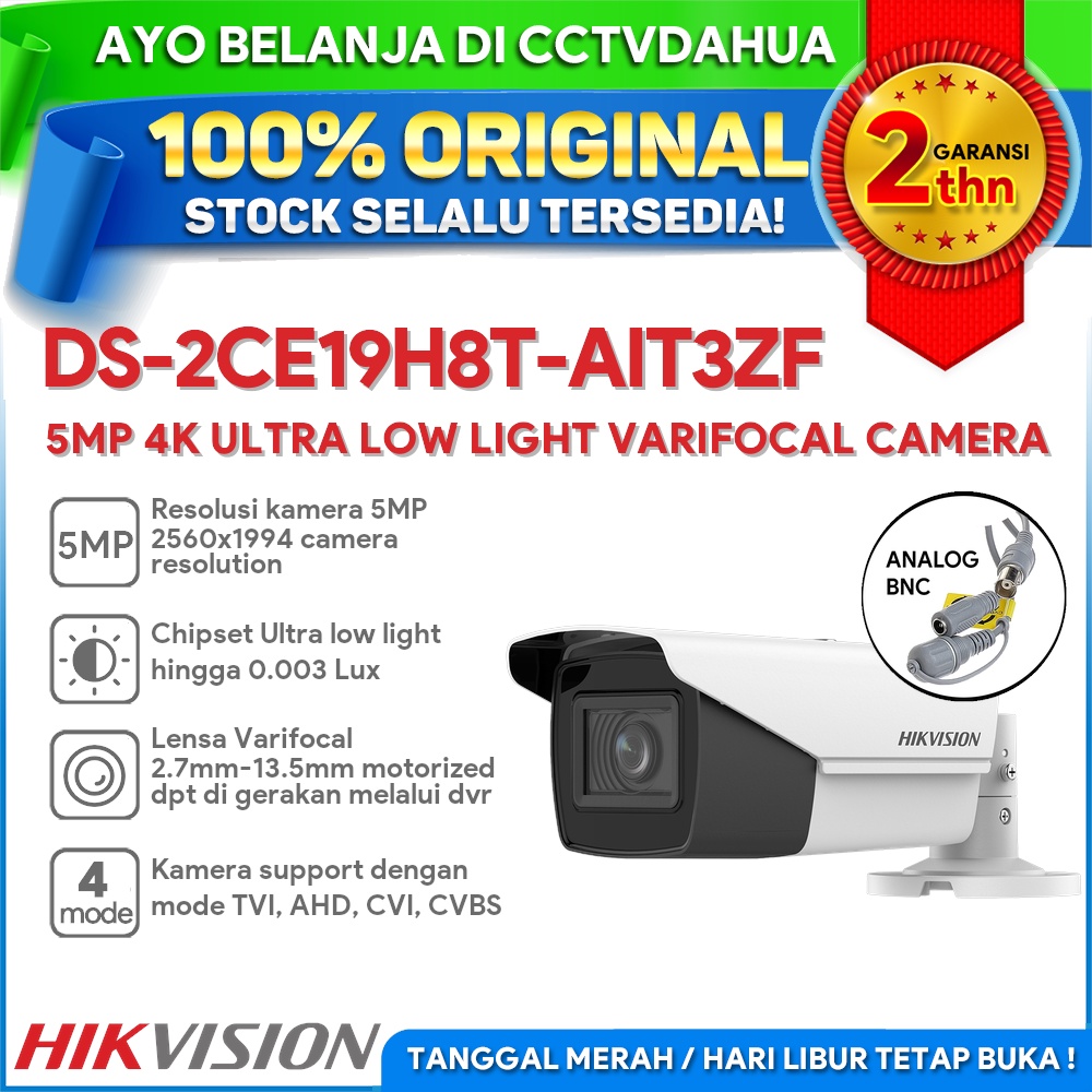 Jual HIKVISION DS-2CE19H8T-AIT3ZF 5MP 4K ULTRA LOW LIGHT VARIFOCAL ...