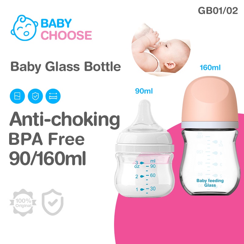 Jual BABY CHOOSE Dot Bayi Botol Susu Kaca 90ml 160ml Botol Minum Bayi BPA Free Botol Bayi ...