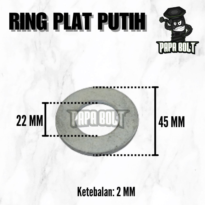 Jual Ring Plat M22 / WP 22x45mm / Washer Plate PUTIH | Shopee Indonesia