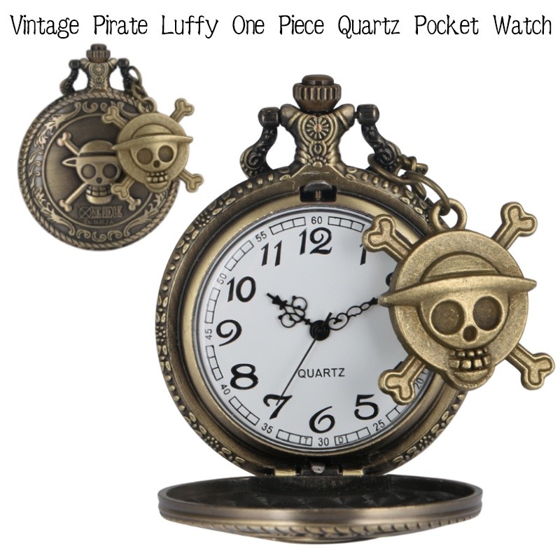 Jual Vintage Pocket Watch One Piece – Jam Saku Quartz Luffy, Desain ...