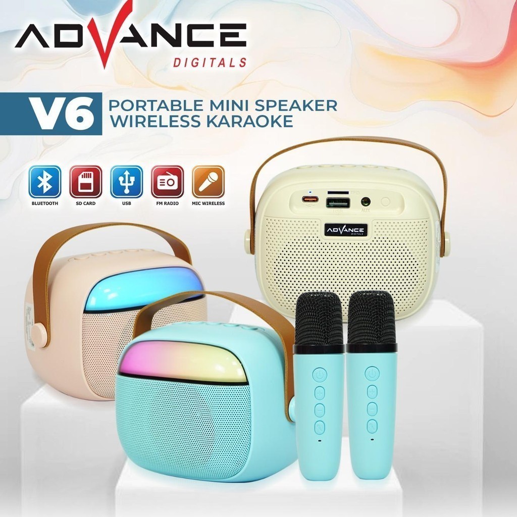 Jual 【READY】Advance V6 Portable Speaker 2 MIC Karaoke Plus Lampu ...