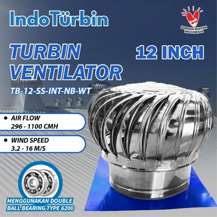 Jual Turbin Ventilator 12 Inch Turbine Roof Fan Ventilasi Exhaust Atap ...