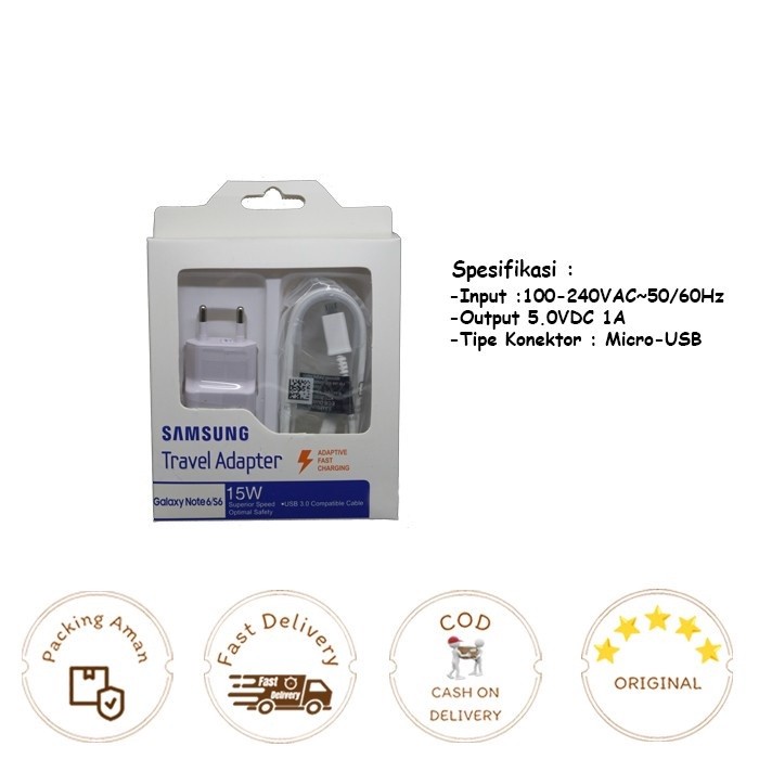 Jual ADAPTOR CHARGER CASAN SAM Note 6 S6 Micro USB 15W ORIGINAL ...