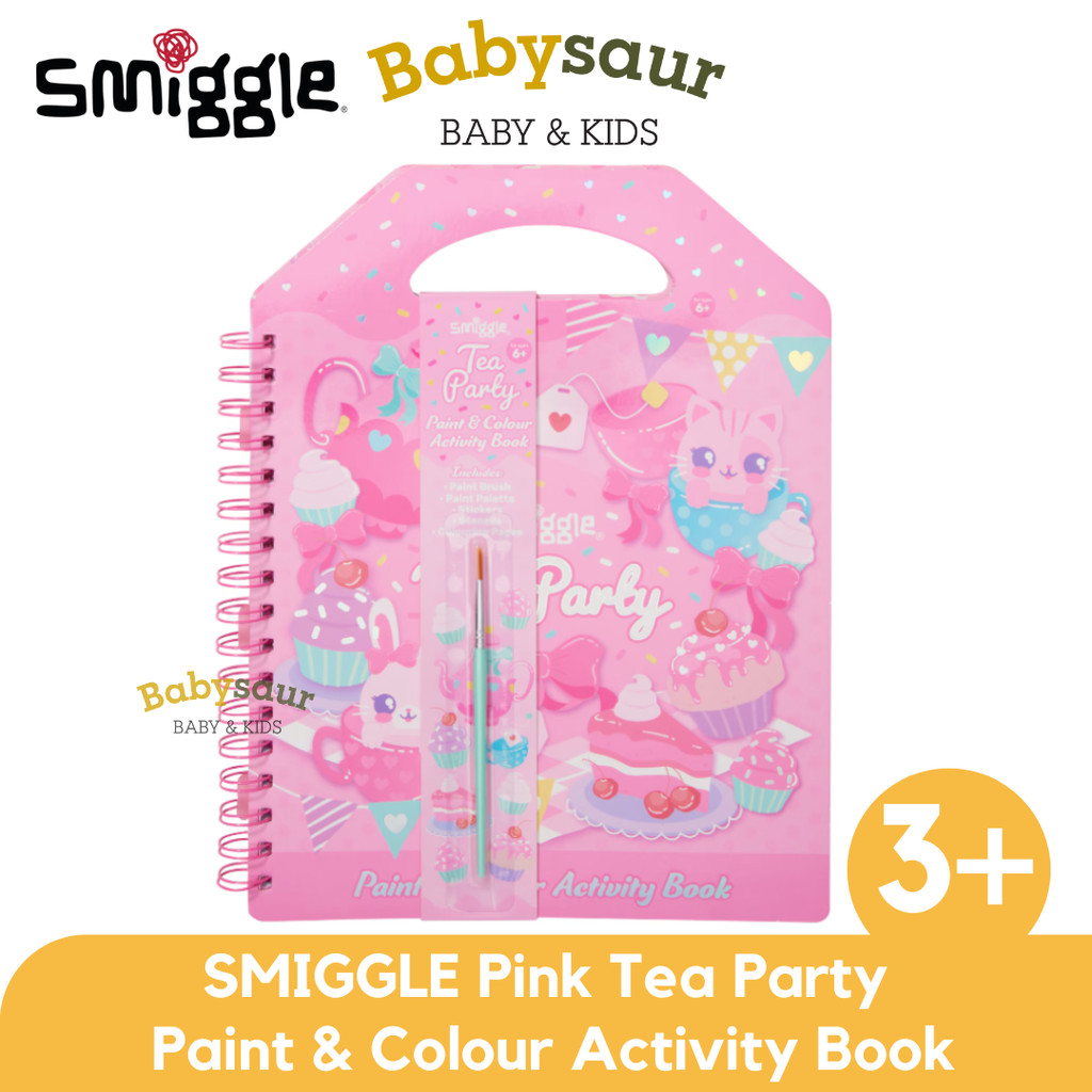 Jual SMIGGLE 100% Original Pink Tea Party Paint & Colour Activity Book ...