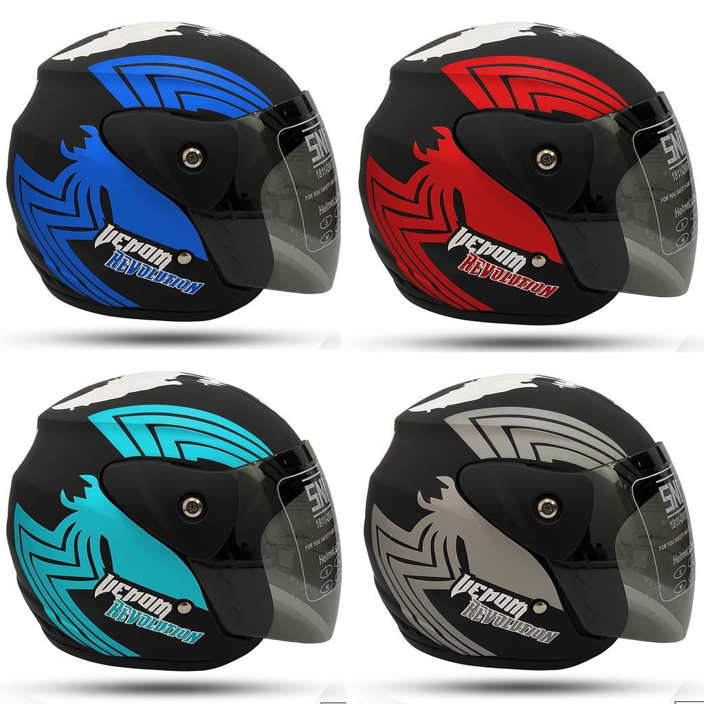 Jual HELM EVO HALF FACE EVOLUTION VENOM KACA HITAM / HELM PREMIUM UNTUK ...