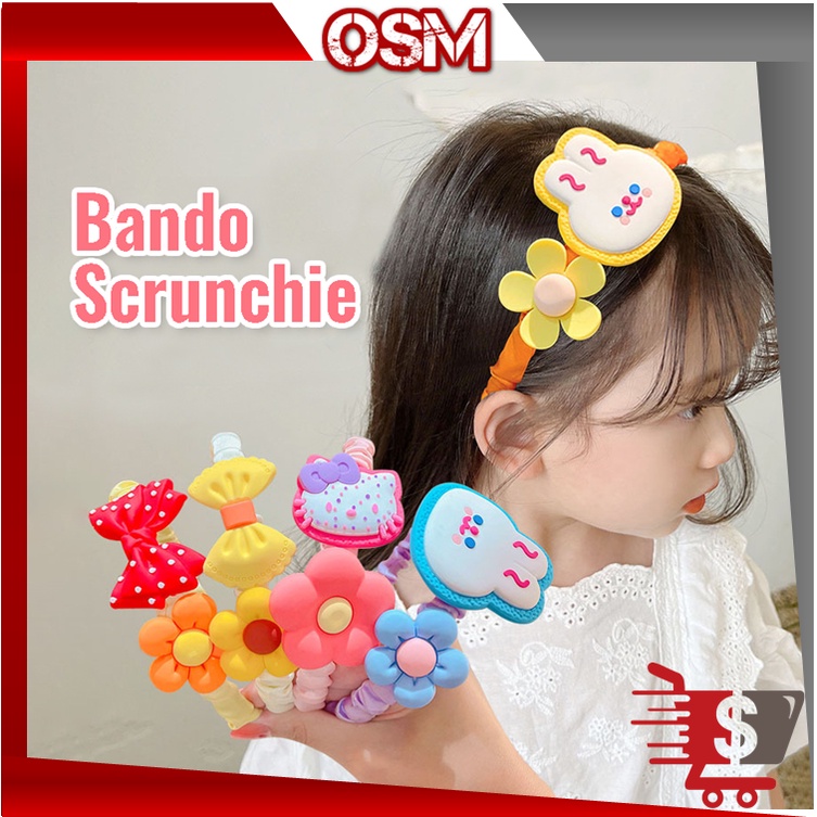 Jual OSM - F5875 Bando Scruncie Anak Perempuan Motif / Bando Karakter ...